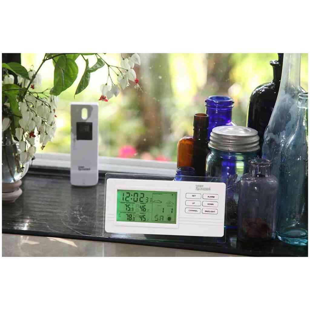 White Wireless Weather Station with Green Backlight LED (MRI-213MXW ...