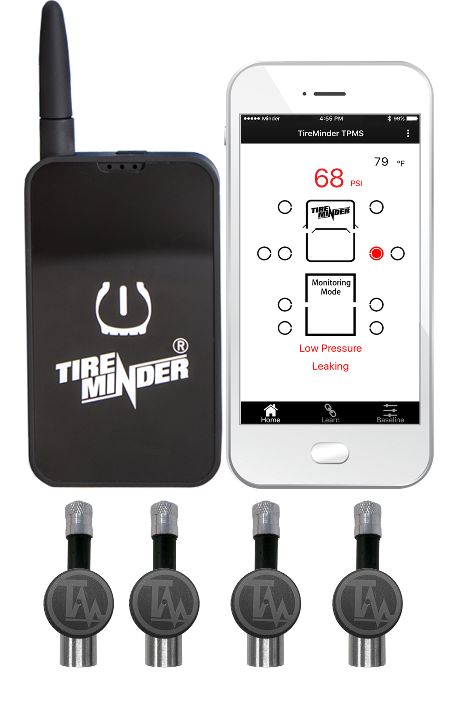 TireMinder® Smart TPMS with 4 Flow-Through Transmitters for RVs ...